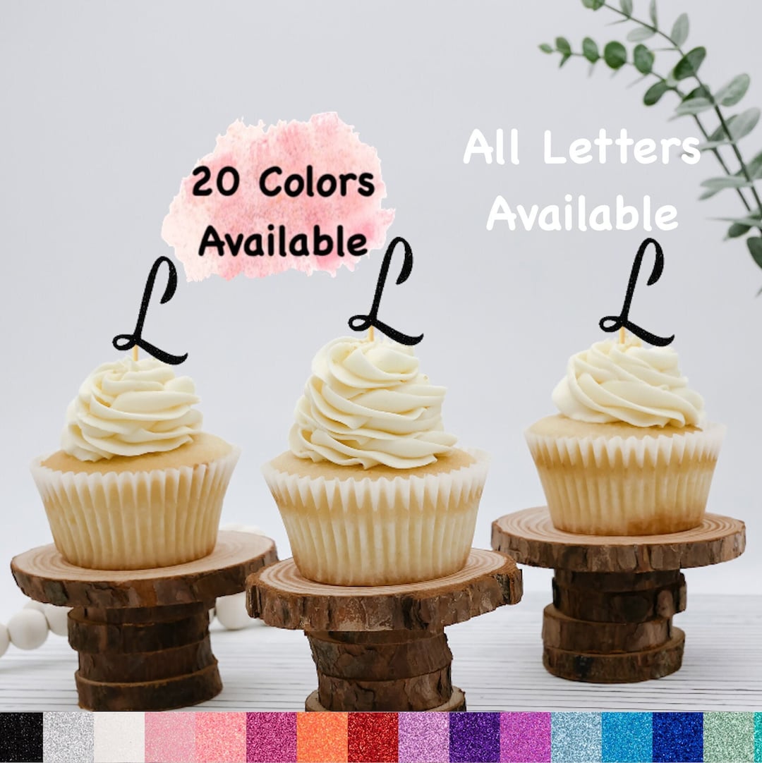 Initial L Cupcake Topper Monogram Letter Cupcake Toppers for Wedding ...