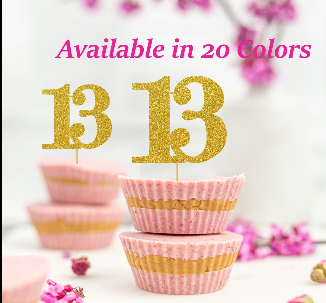 13th Birthday Cupcake Toppers Glitter Number 13 Decorations 13th Party ...
