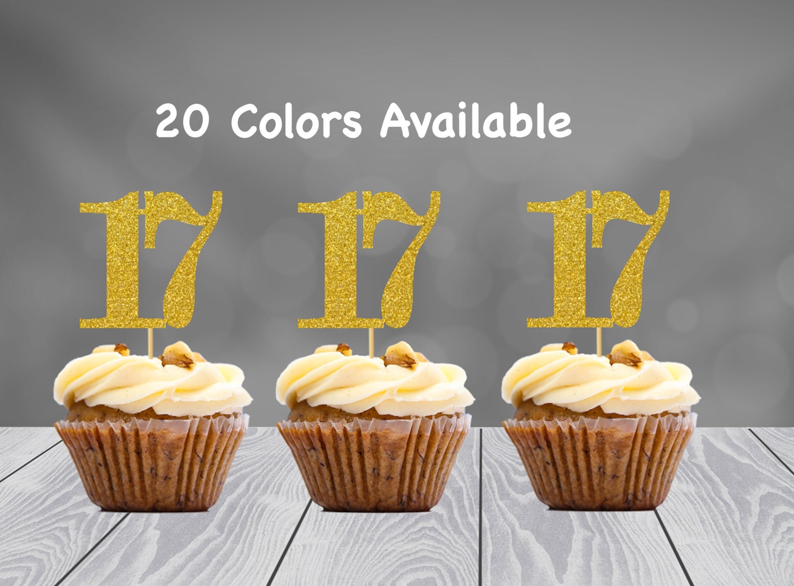 Any Number 17th Birthday Cupcake Toppers Adult Party Glitter - Etsy