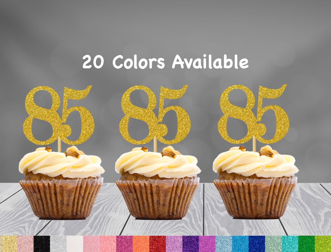 Any Number 85th Birthday Cupcake Toppers Adult Party Glitter 85th ...