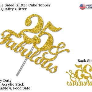 25th Birthday Cake Topper 25 & Fabulous Cake Topper Double | Etsy