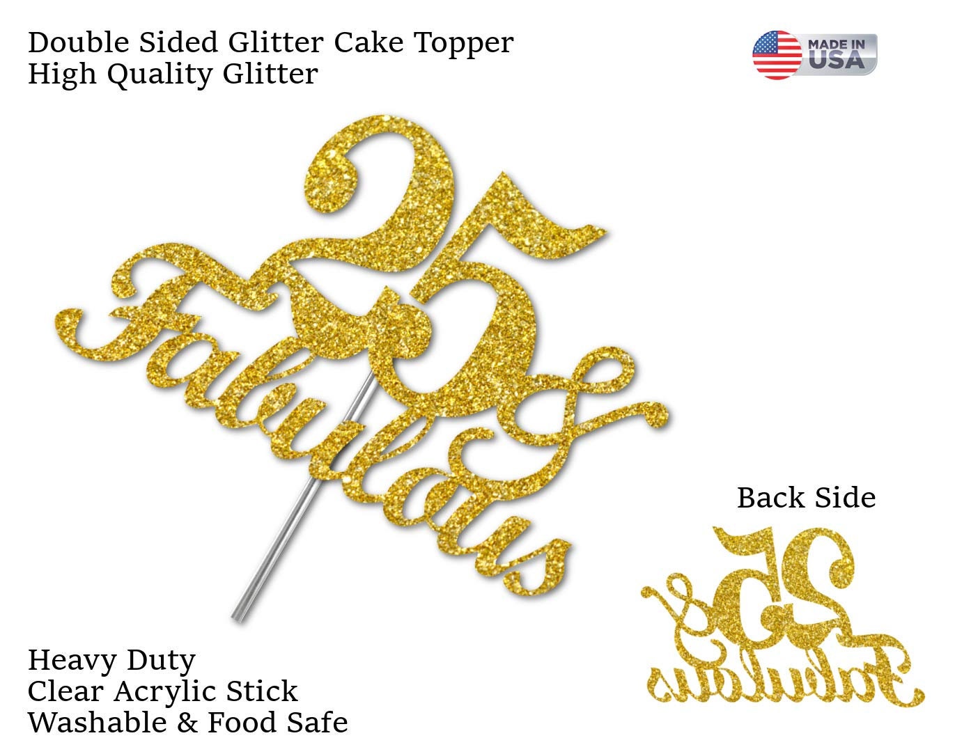 25th Birthday Cake Topper 25 & Fabulous Cake Topper Double | Etsy
