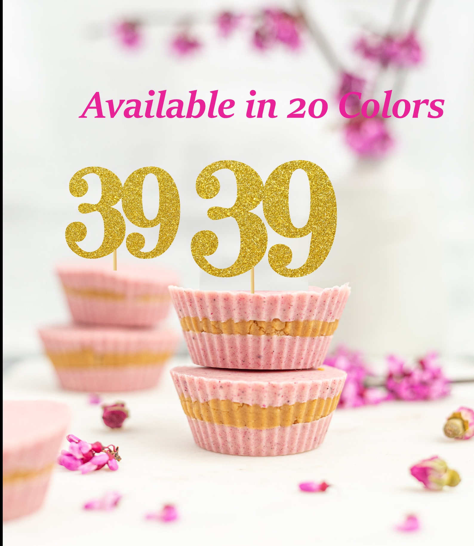 Any Number 39th Birthday Cupcake toppers 2 inches Tall Any | Etsy