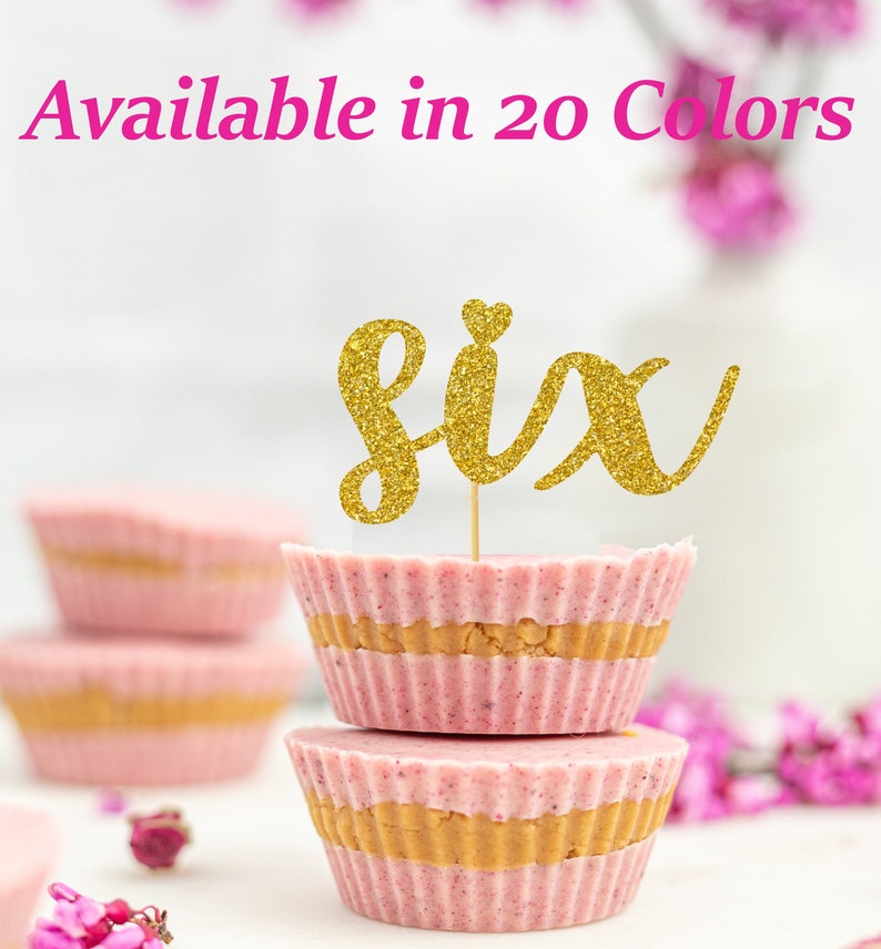 6th Birthday Cupcake Toppers Number Six Cupcake Topper Glitter - Etsy