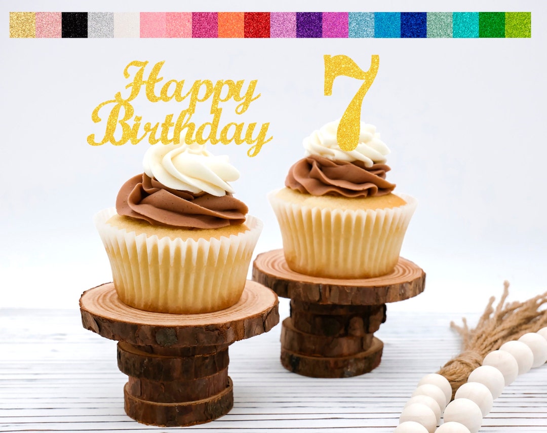 7th Birthday Cupcake Toppers | Number 7 Party Picks | 7th Party ...
