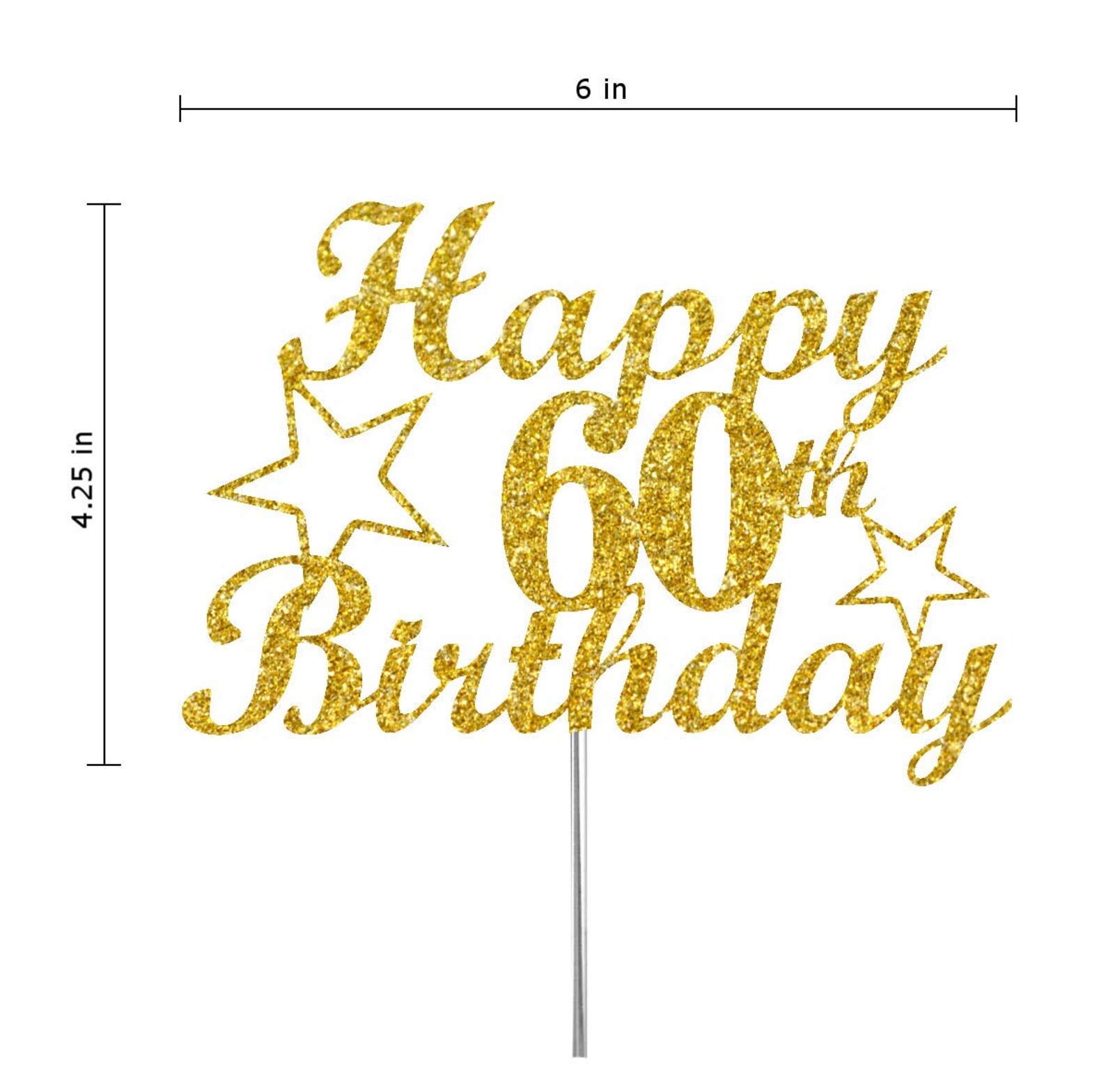 60th Birthday Cake Toppers Double Side Glitter Adult Party Etsy