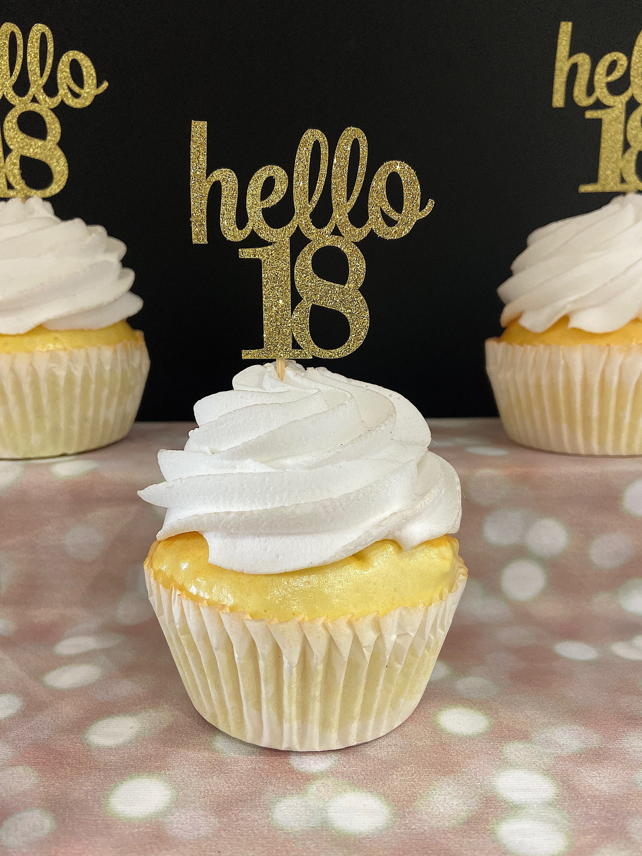 Any Number Hello 18 Cupcake Toppers 18th Birthday Age Cupcake | Etsy