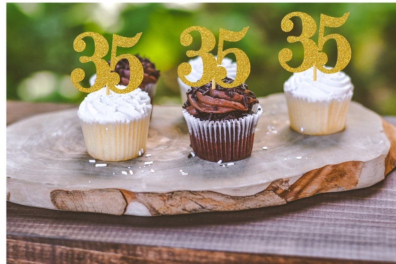 Any Number 35th Birthday Cupcake Toppers 2 Inches Tall - Etsy