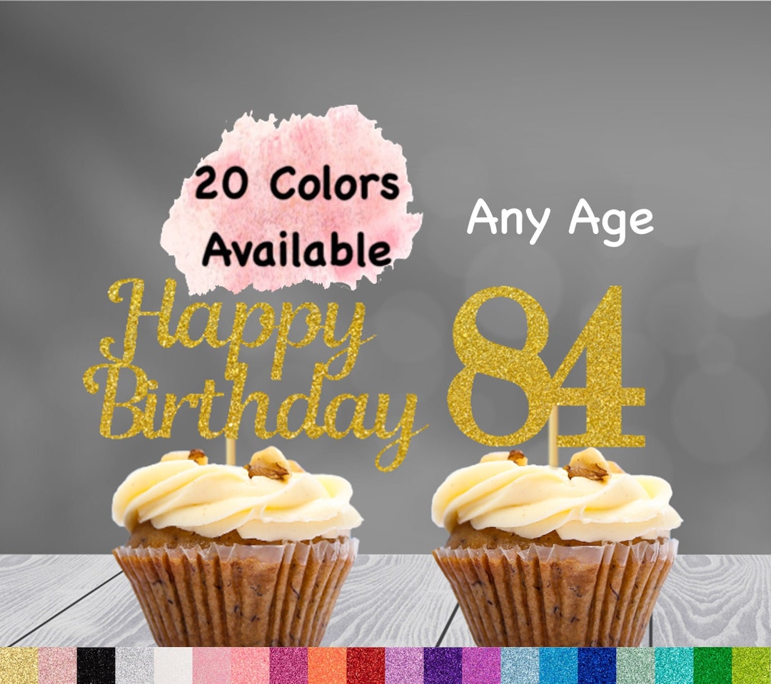 84th Birthday Cupcake Toppers | Number 84 Party Picks | 84th Party ...