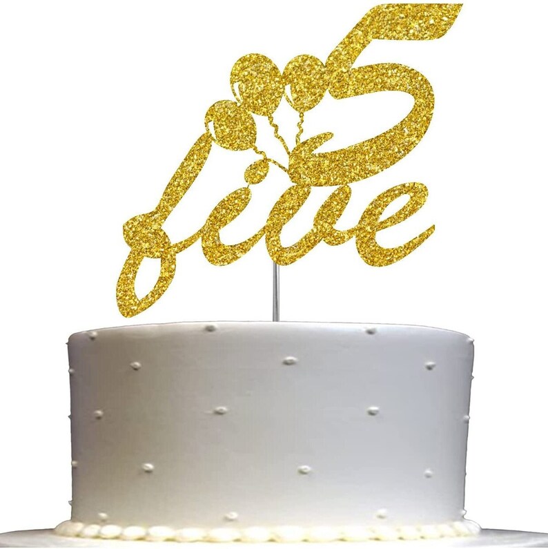 5th Birthday Cake Topper Double Side Glitter Number Five - Etsy