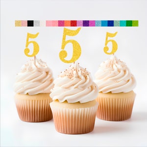 ANY NUMBER 5th Birthday Cupcake Toppers Number 5 Cupcake Toppers ...