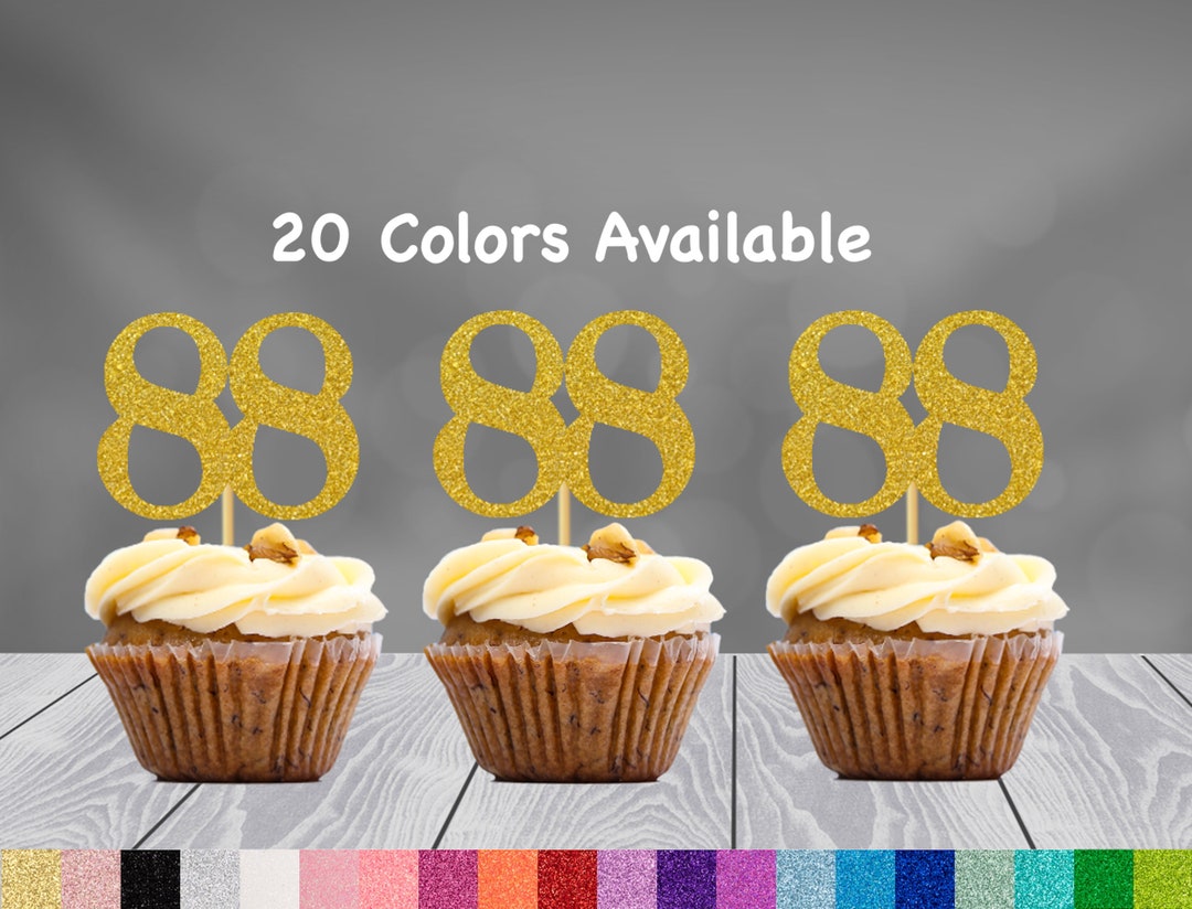 Any Number 88th Birthday Cupcake Toppers Adult Party Glitter 88th ...