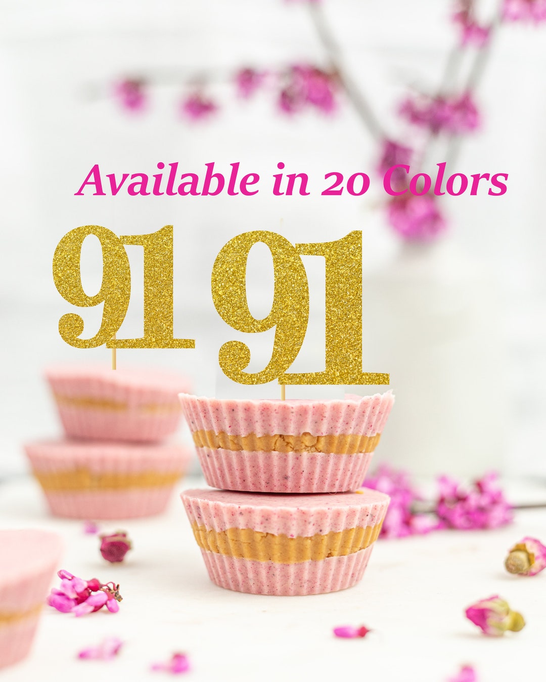 Any Number 91st Birthday Cupcake Toppers Adult Party Glitter 91st Party ...