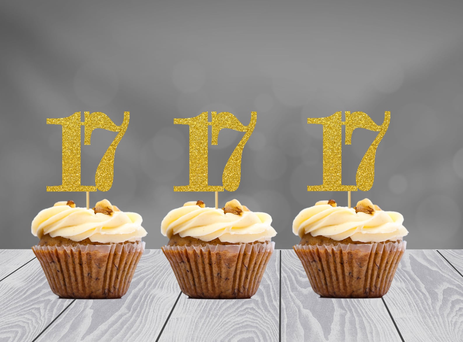 Any Number 17th Birthday Cupcake Toppers Adult Party Glitter - Etsy