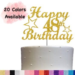 48th Birthday Cake Topper | Glitter Party Decoration | Happy Birthday ...