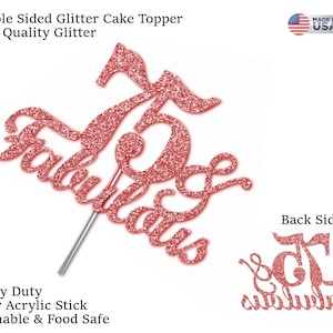 75 and Fabulous Birthday Cake Topper | Glitter | 75th Birthday ...