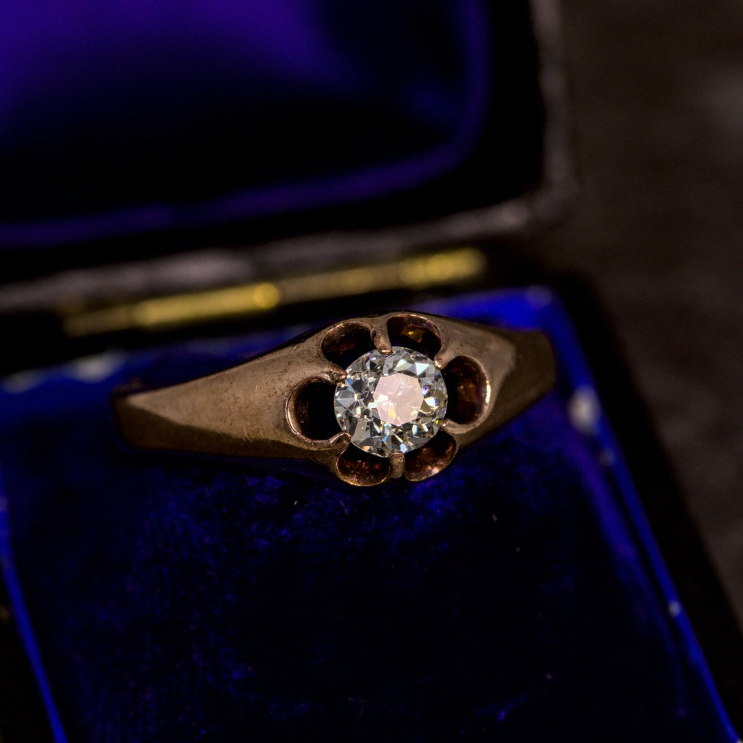 Superb Rare Antique English 18K Gold Transitional Diamond Solitaire ...