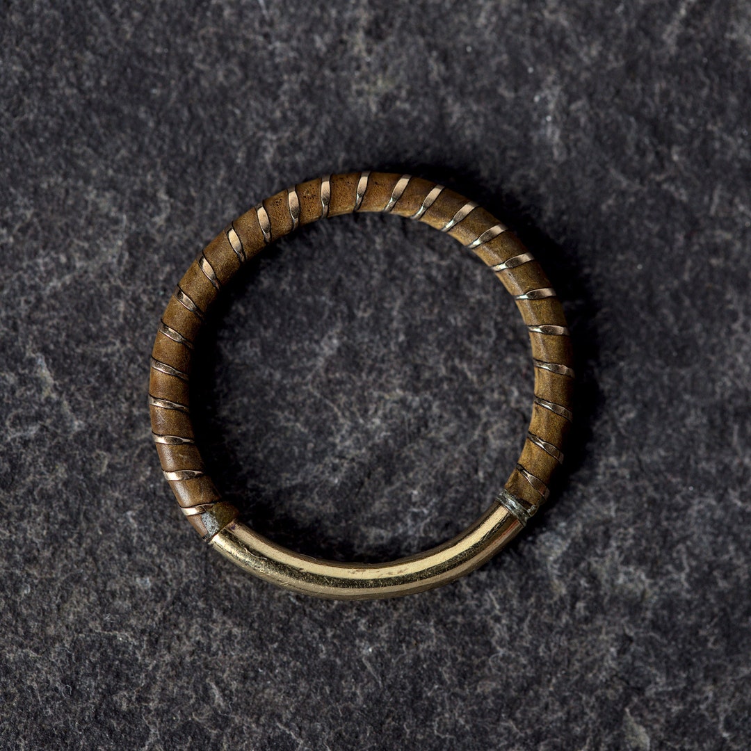 Rare Antique Victorian English 9K Gold Leather Spiral Ring Grand Tour ...
