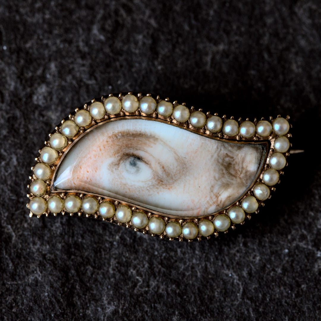 Extremely Rare Genuine Antique English 18K Gold Lovers Eye Miniature ...