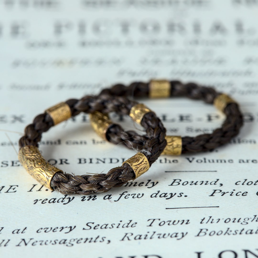 Rare Antique Victorian English 9K Gold Hair Band Sentimental Betrothal ...