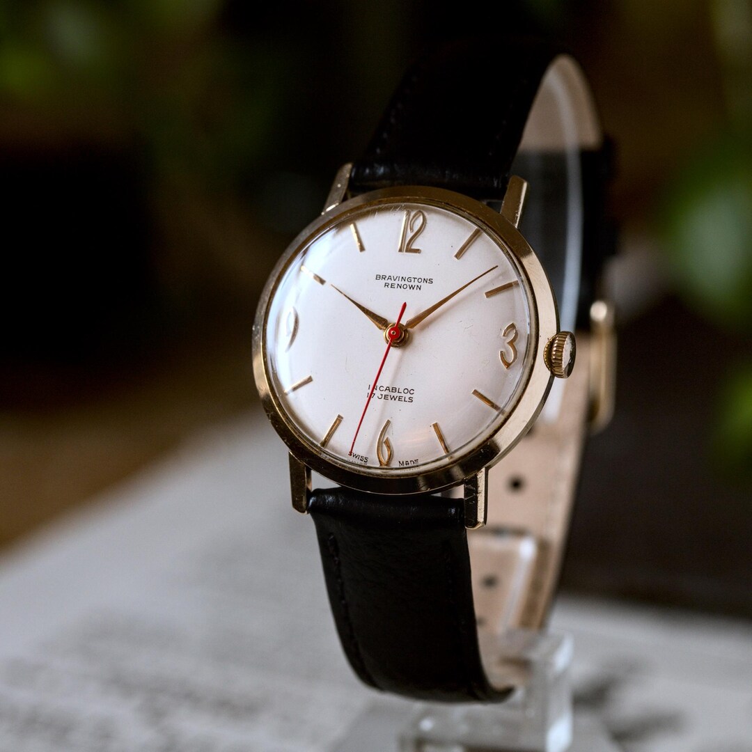 Vintage Luxury 9K Gold Bravingtons Renown Dress Swiss Wedding Watch ...