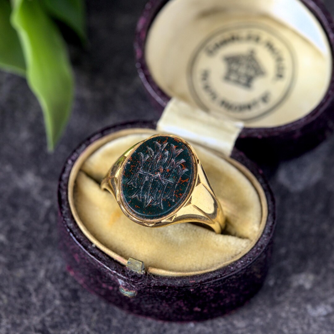 Antique Victorian English 18K Gold Signet Pinky Ring Monogram HAM MAH ...