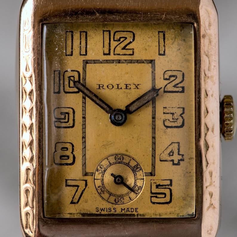 Reloj de pulsera Rolex Tank suizo genuino Art Deco de 1933 en oro de 9 ...