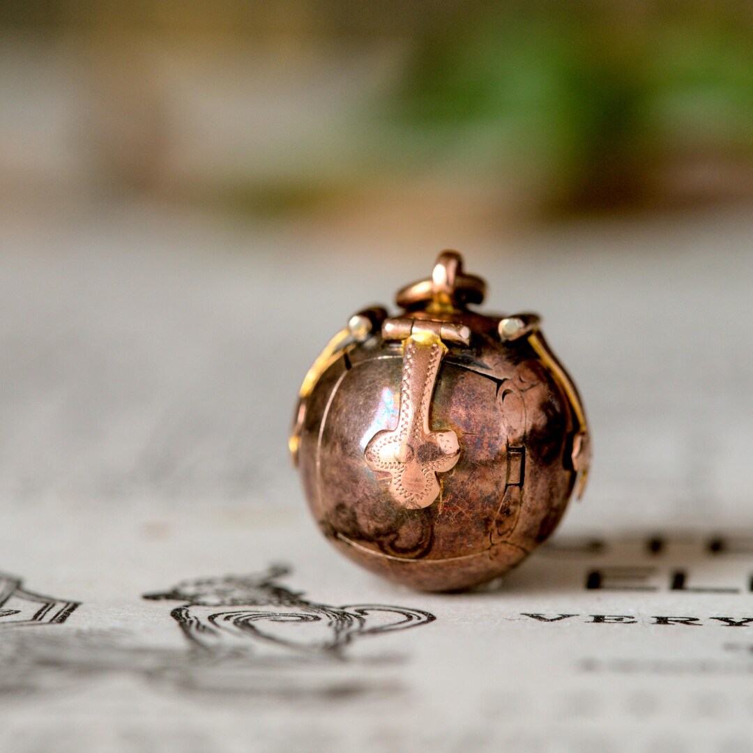 Superb Antique English 9K Gold Silver Masonic Orb Ball Cross Pendant ...