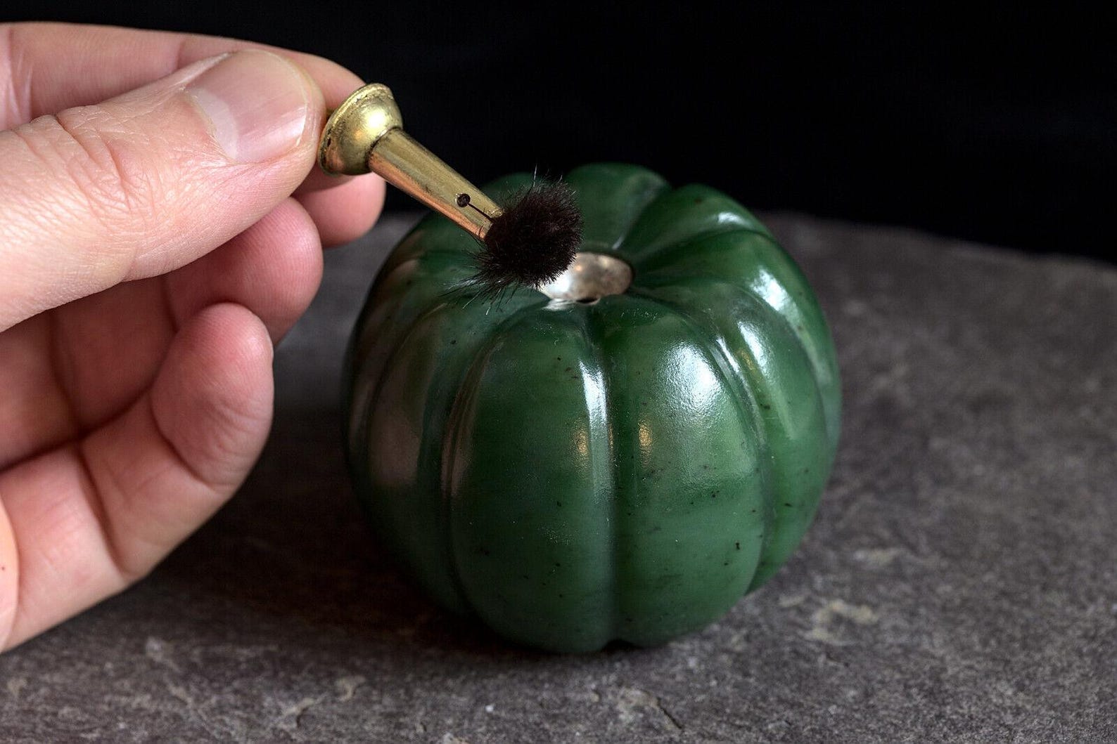 Antique Imperial Pre-revolution 14K Gold Diamond Nephrite Jade Gum Pot ...