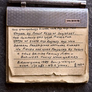 Charming Quality Vintage English Sterling Silver Miniature Notepad Pen ...