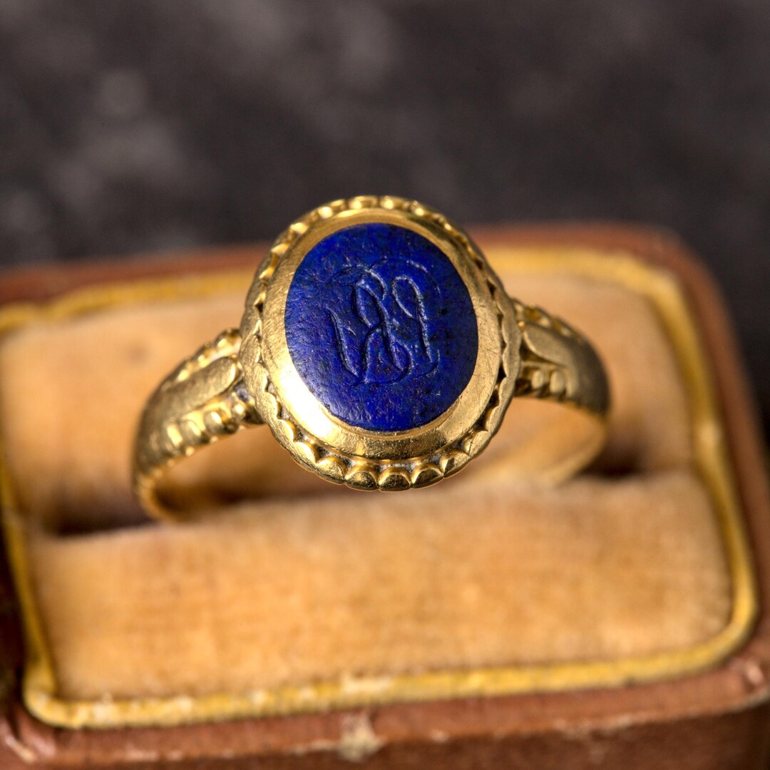 Antique Victorian English 18K Gold Lapis Lazuli Signet Seal Ring ...