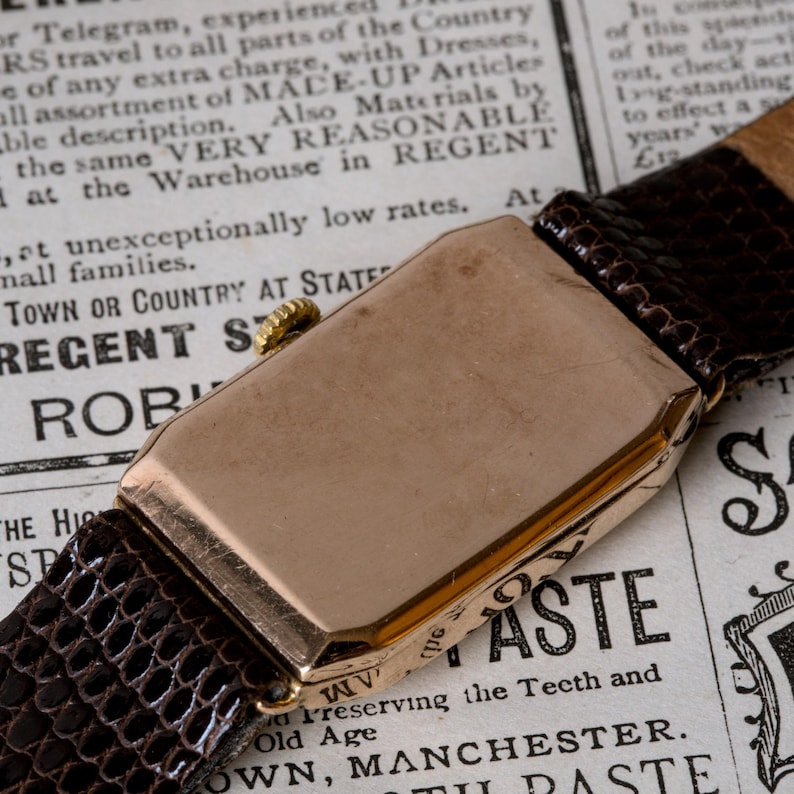 Reloj de pulsera Rolex Tank suizo genuino Art Deco de 1933 en oro de 9 ...
