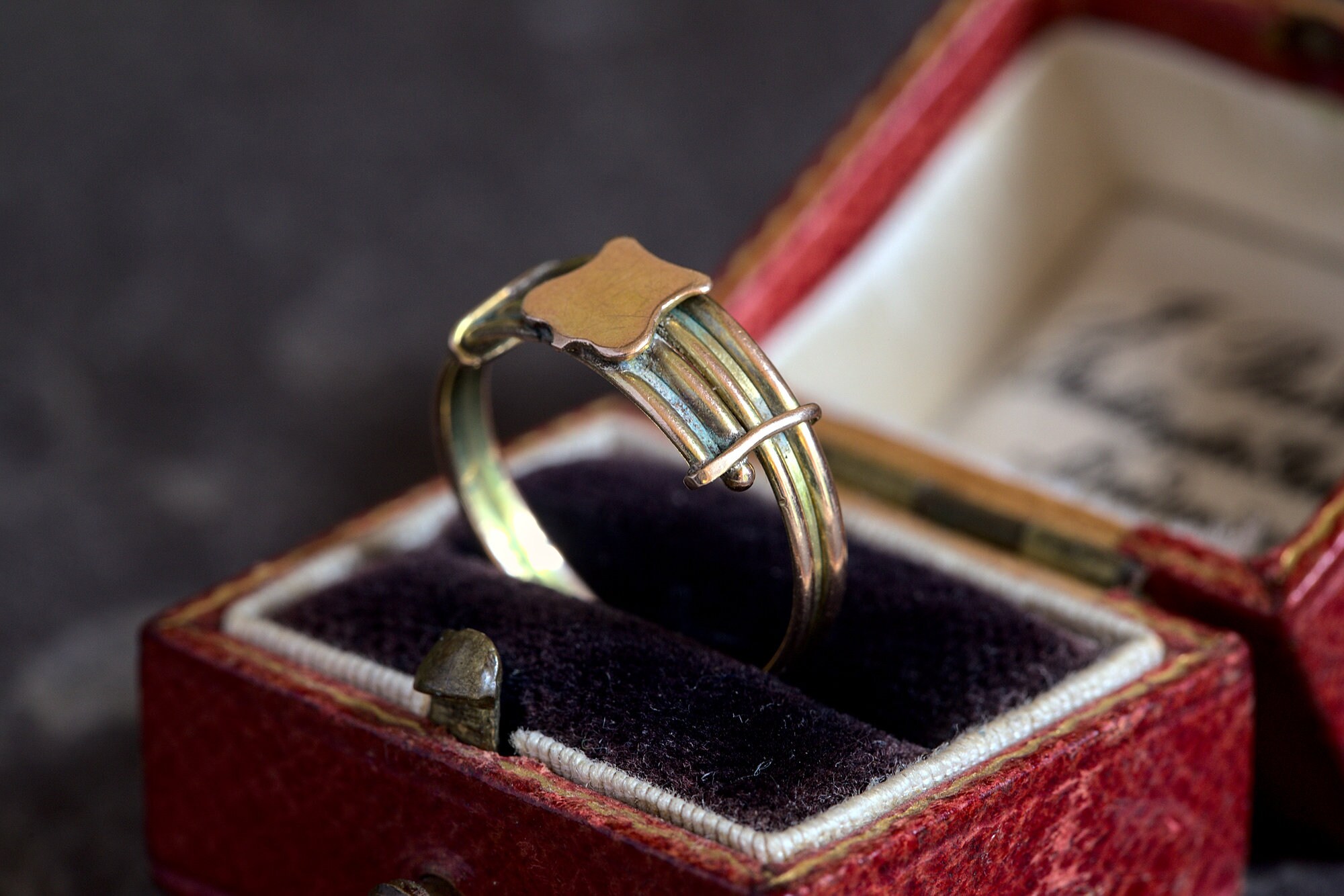 Antique Victorian English 9K Gold Shield Cartouche Signet Ring Grand ...