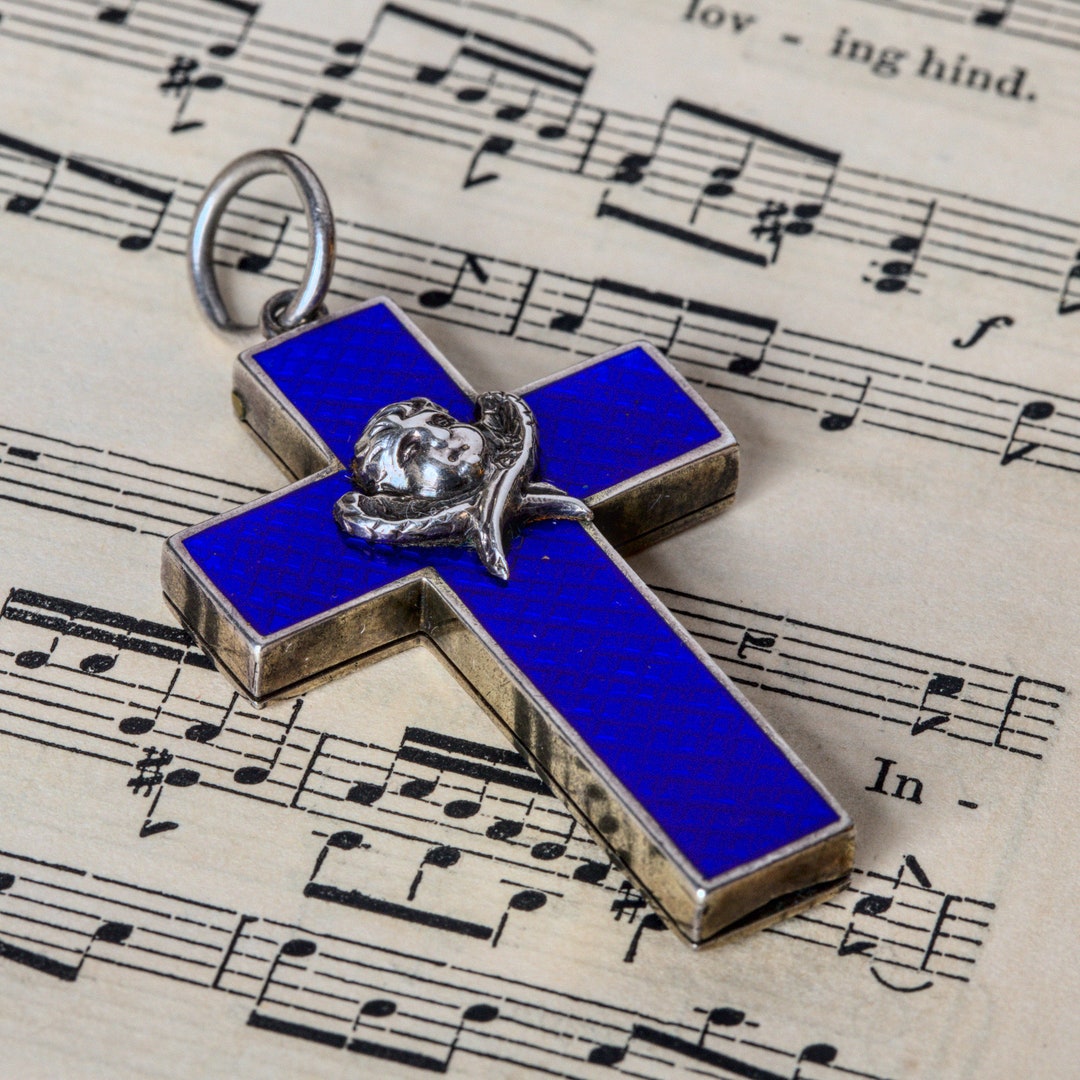 Rare Antique Victorian English Silver Enamel Cross Pendant Reliquary ...
