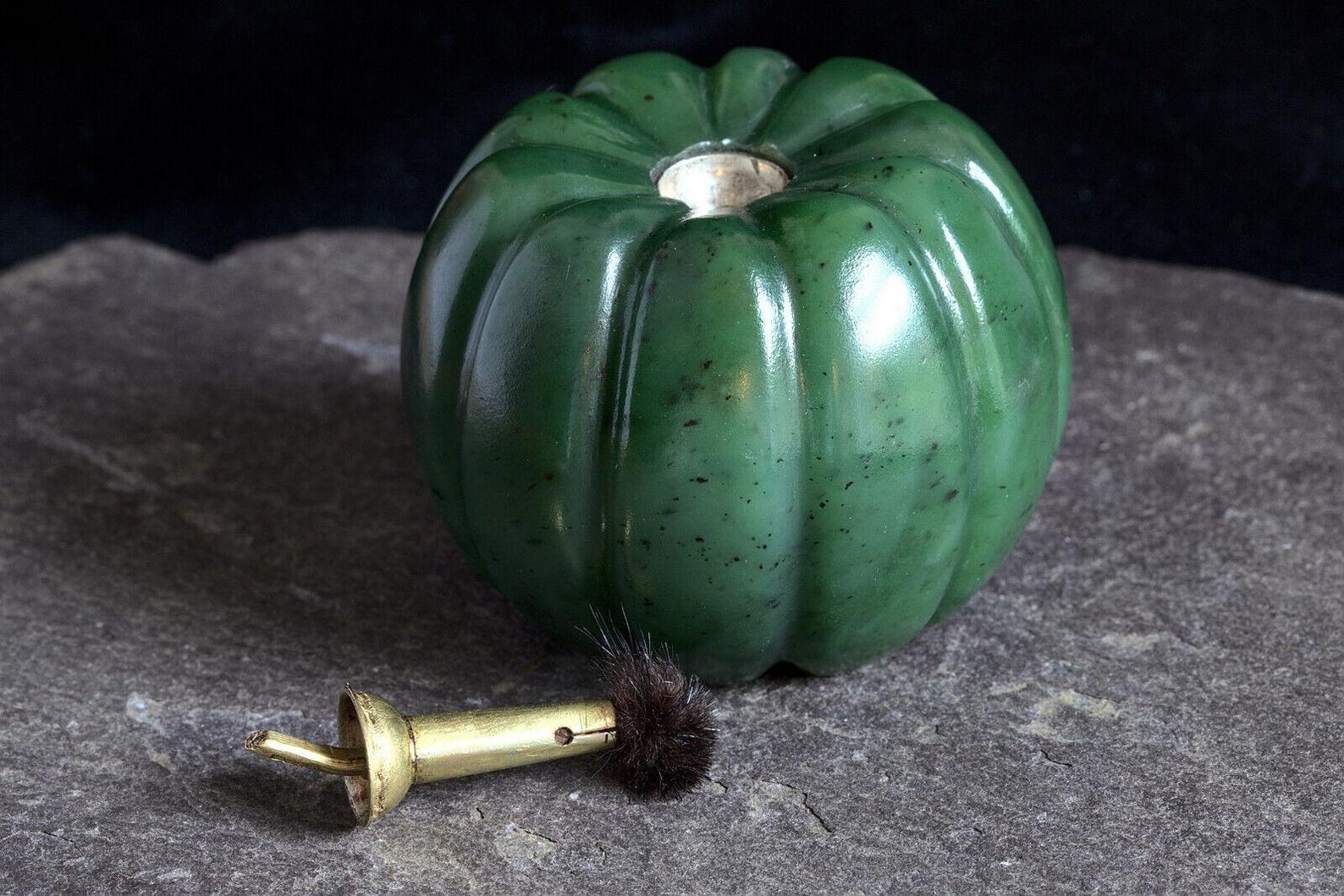 Antique Imperial Pre-revolution 14K Gold Diamond Nephrite Jade Gum Pot ...