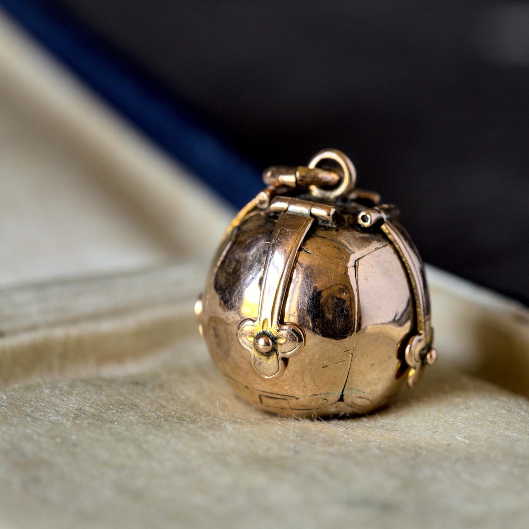 Quality Antique English 9K Gold Silver Masonic Opening Orb Cross Charm ...