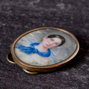 Antique Victorian Gold Portrait Miniature Locket Picture Frame Blue ...