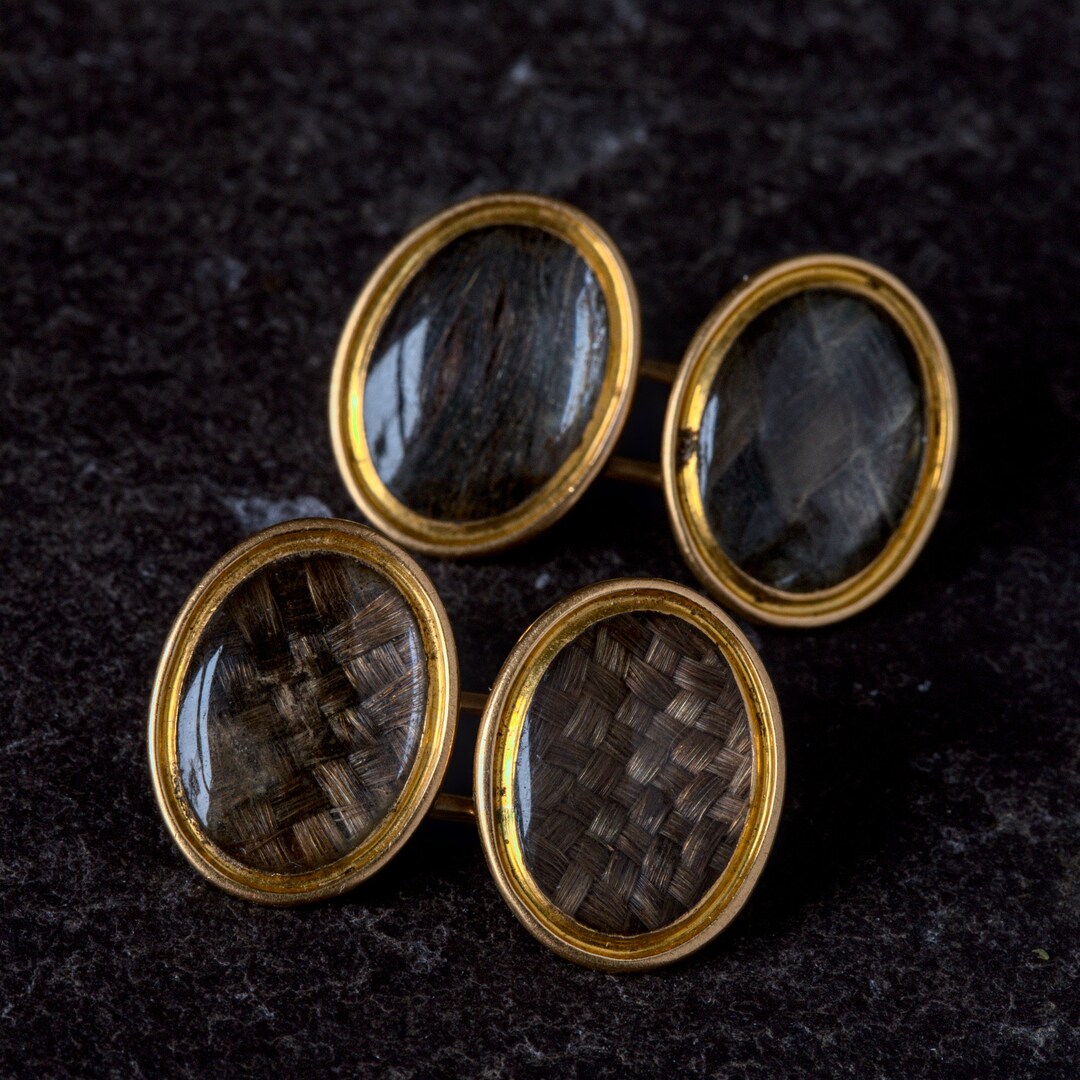 Rare Genuine Victorian 15K Gold Hair Mourning Locket Cufflinks C1860 - Etsy