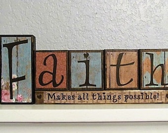 Wood Faith Blocks | Etsy