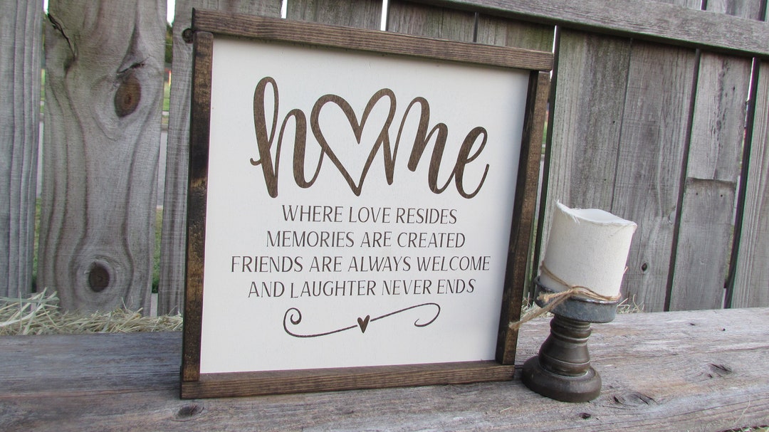 Home Where Love Resides Sign - Farmhouse Home Sign - Rustic Wood Sign ...