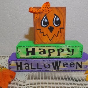 Happy Halloween Block Set - Wood Pumpkin Set - Halloween Sign - Jack O ...