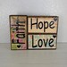 Wood Blocks - Faith Hope Love Blocks - Vinyl Letter Blocks - Rustic ...
