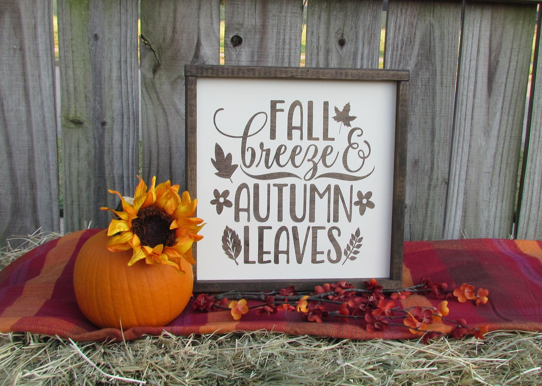 Fall Breeze & Autumn Leaves Sign - Farmhouse Fall - Rustic Sign - Fall ...