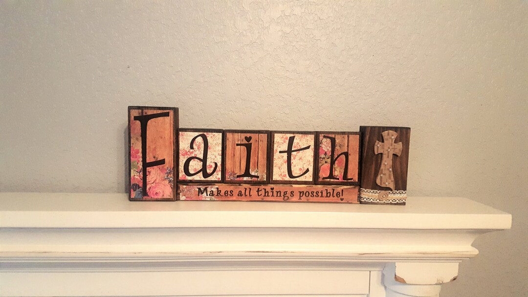 Wood Faith Blocks - Faith Scripture Blocks - Religious Blocks - Vinyl ...