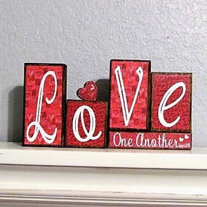 Love One Another Sign - Valentine Sign - John 13:34 - Religious Blocks ...