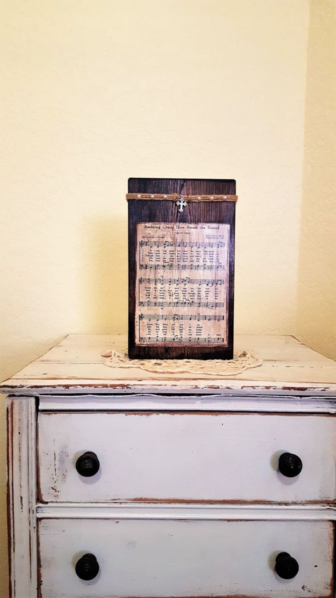 Wood Block - Amazing Grace Hymn Block - Rustic Hymn Block - Distressed ...