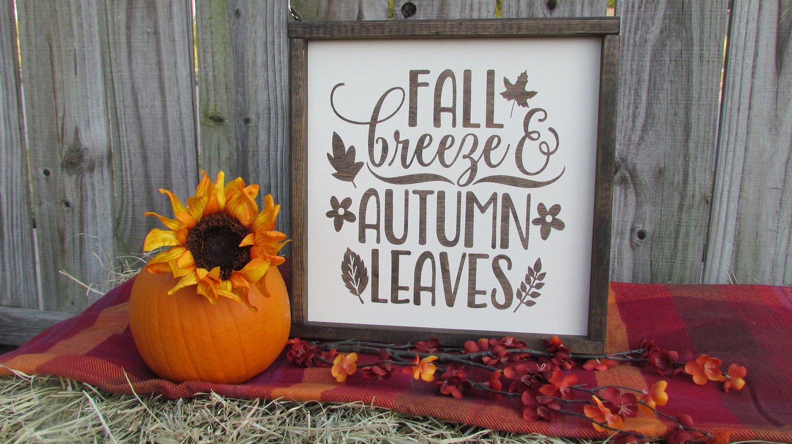 Fall Breeze & Autumn Leaves Sign - Farmhouse Fall - Rustic Sign - Fall ...