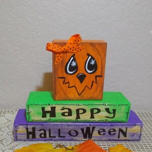 Happy Halloween Block Set - Wood Pumpkin Set - Halloween Sign - Jack O ...