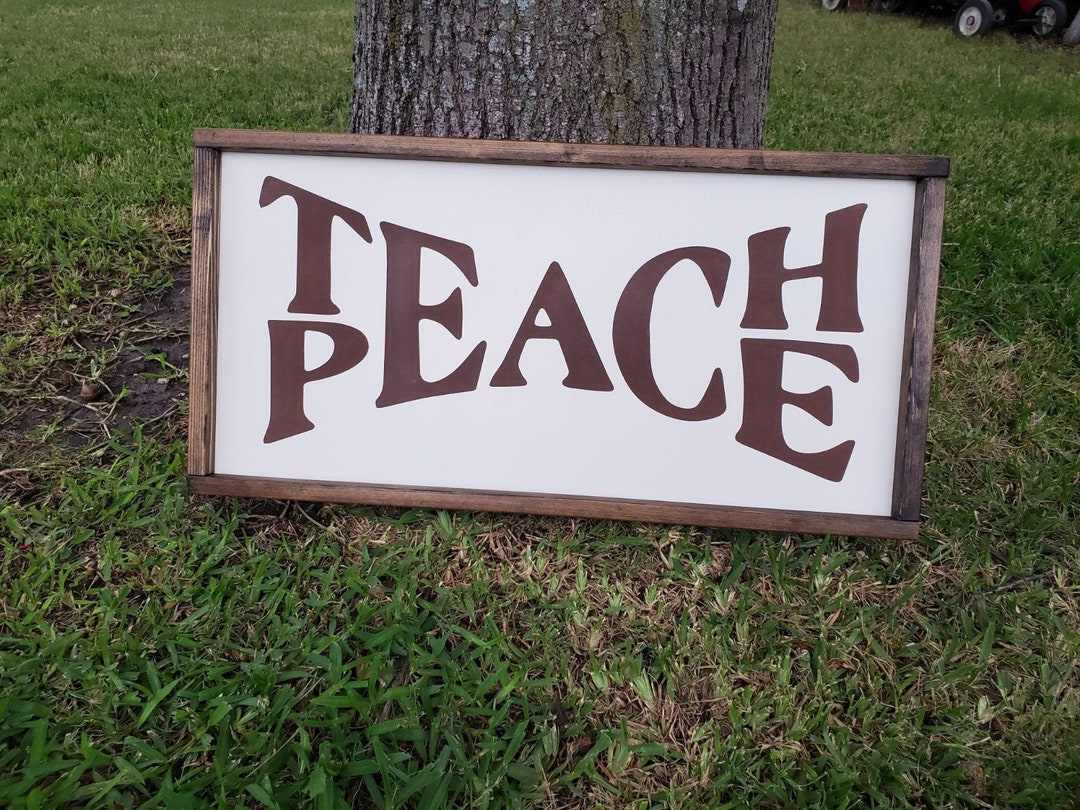 Teach Peace Sign - Classroom Sign - Teacher Sign - Rustic Wood Sign ...