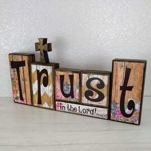 Wood Trust in the Lord Sign - Wood Blocks - Religious Blocks - Vinyl ...